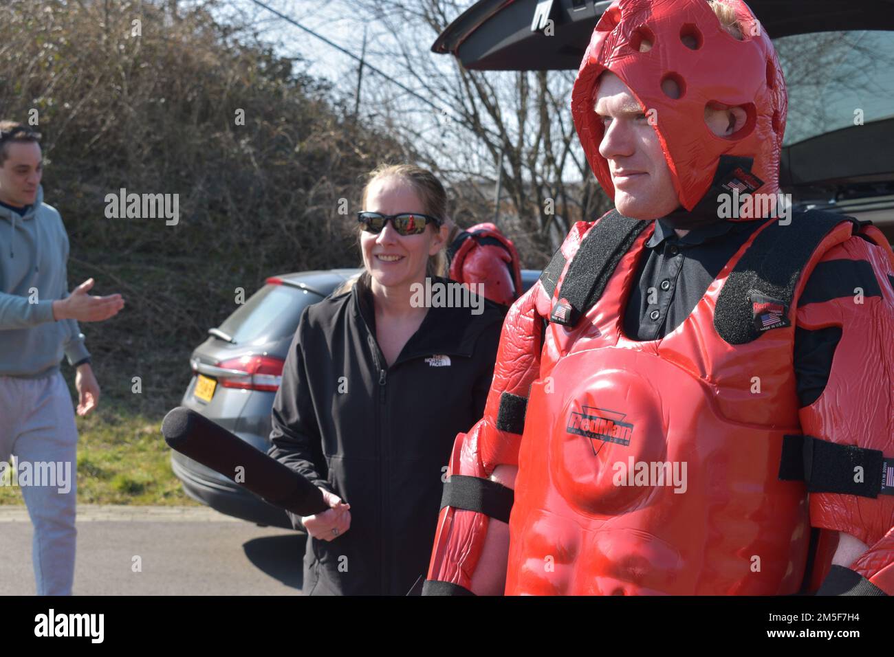 Sgt. 1st Class Jerri Daniels, center, provost sergeant at U.S. Army ...