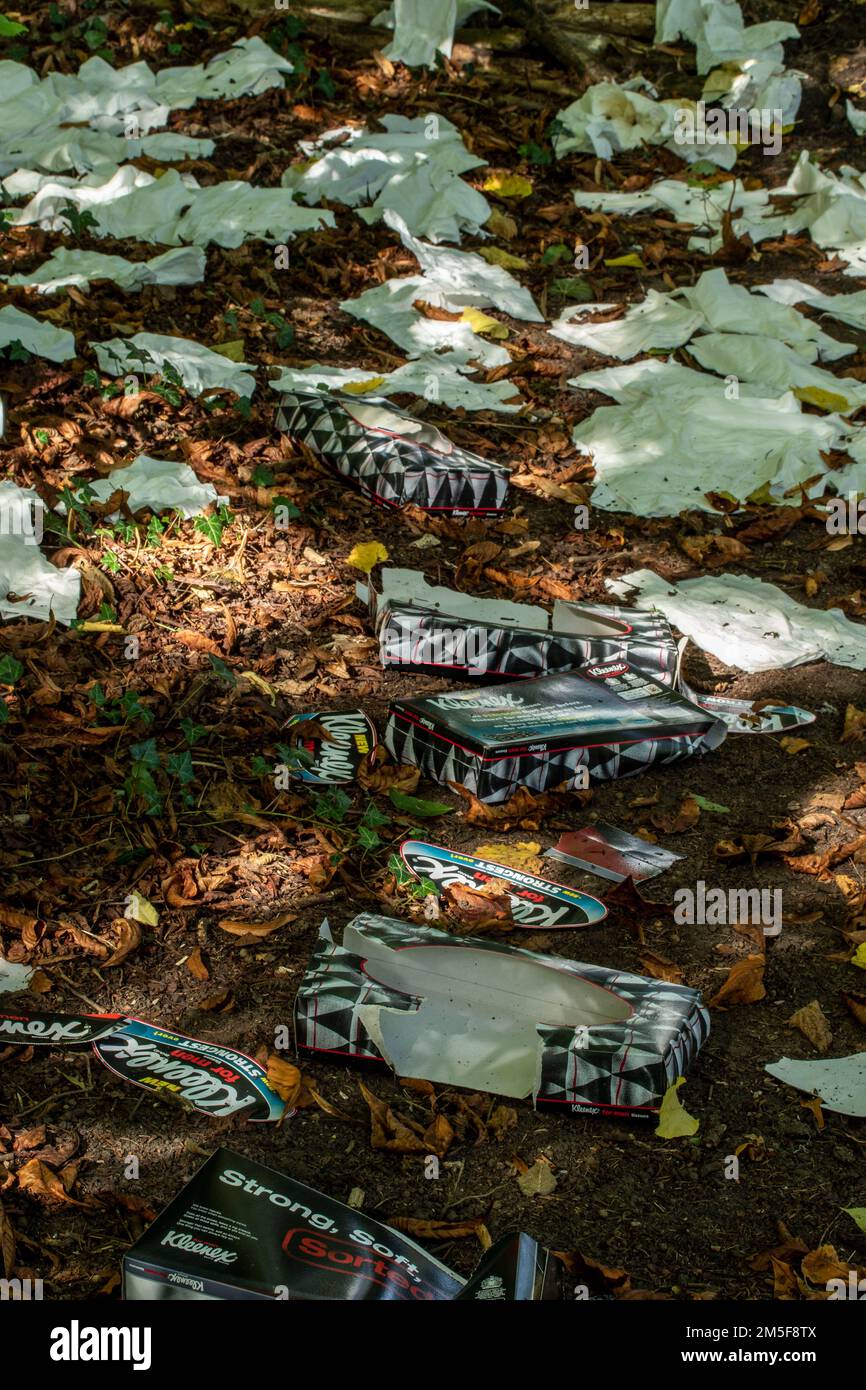 Wilful Environmental pollution of paper tissue deliberately discarded ...