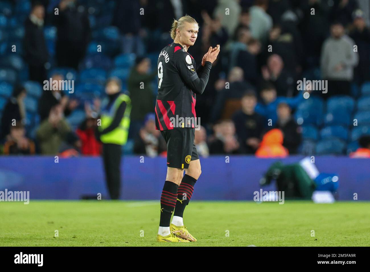 Erling Håland #9 of Manchester City applauds the fans at the end of the ...