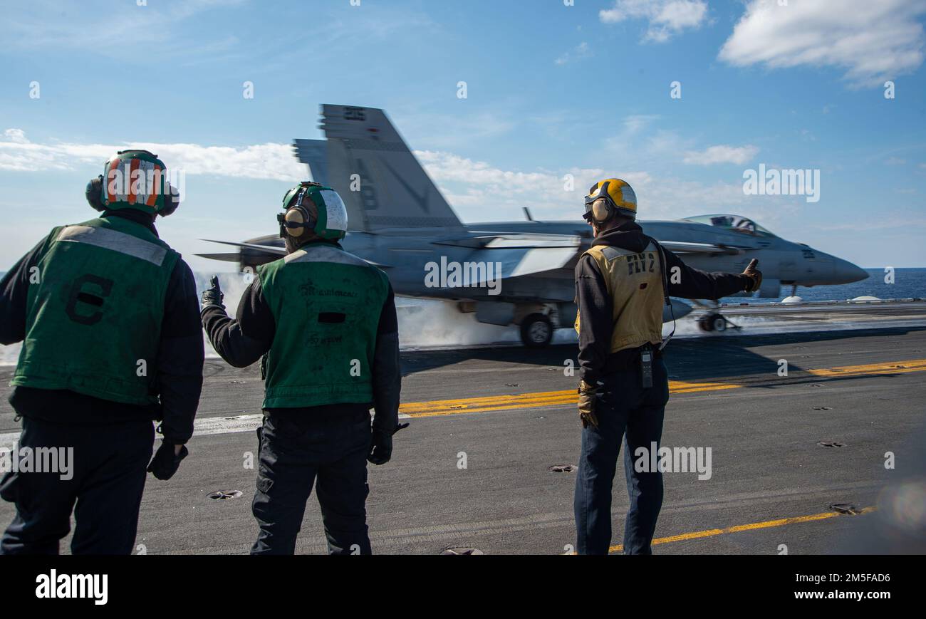 220311-N-ZE328-1029 IONIAN SEA (Mar. 11, 2022) An F/A-18E Super Hornet ...