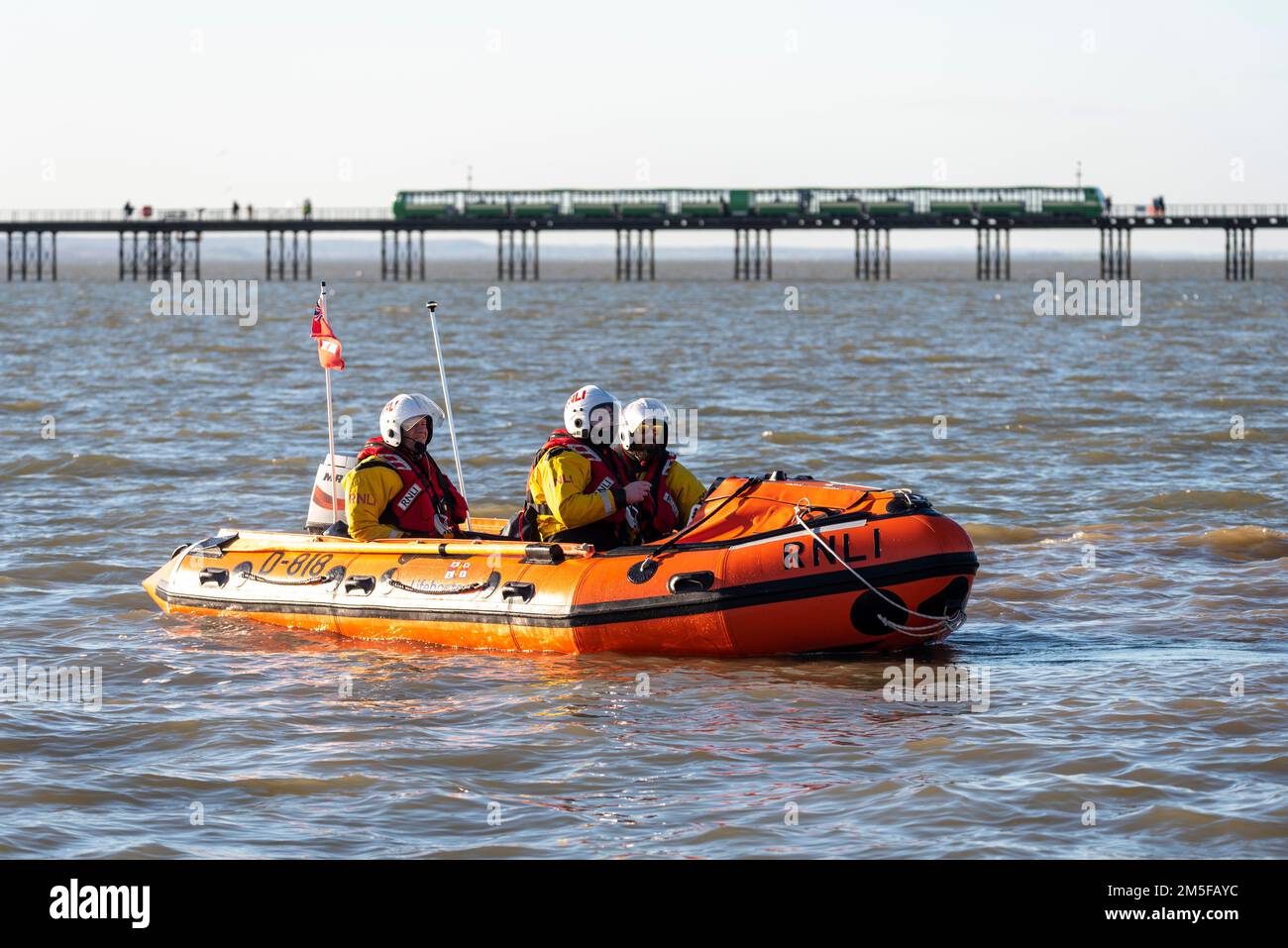 Members of the Southend RNLI practicing near Southend beach. They ...