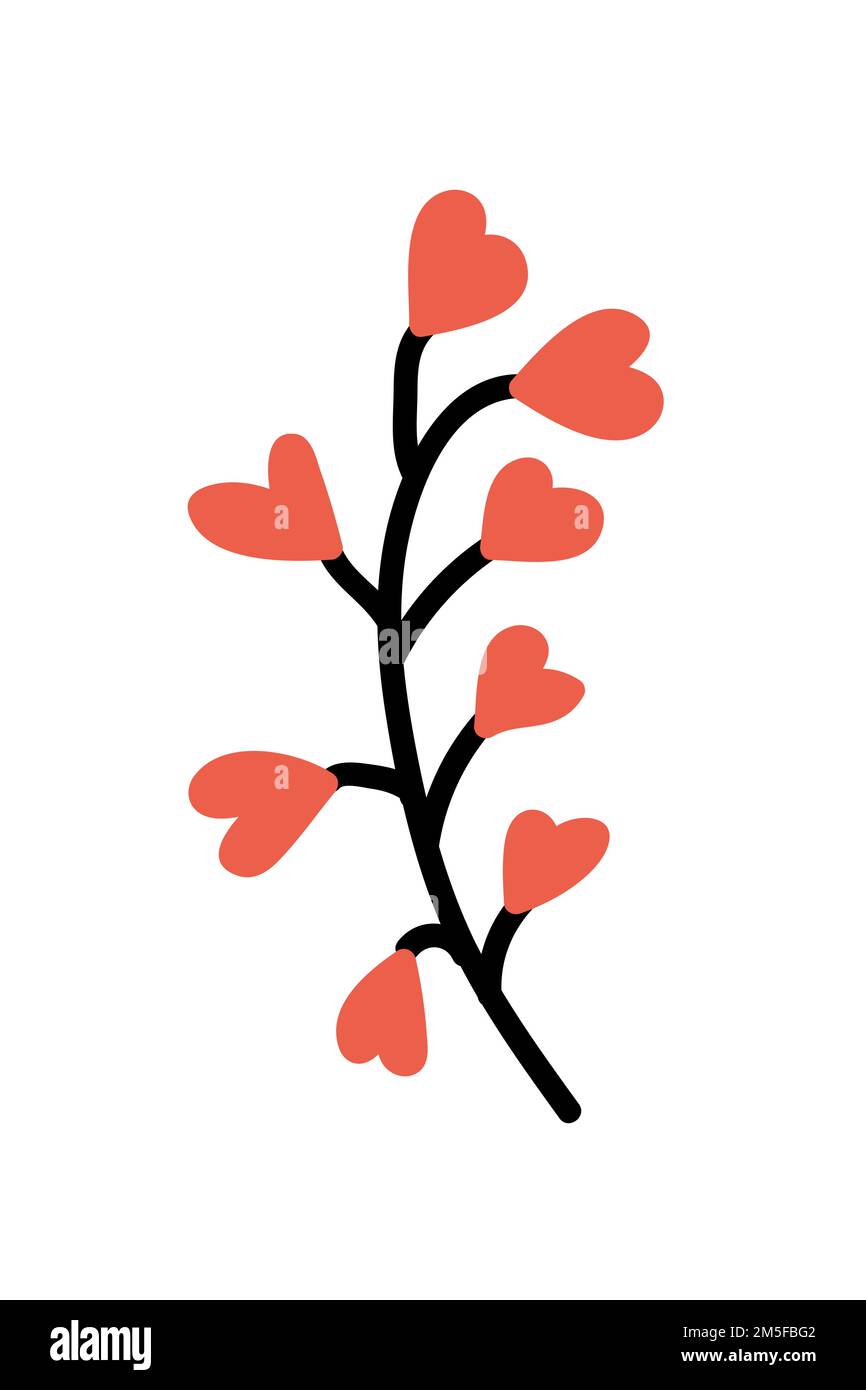 Heart flower vector branch illustration Stock Vector Image & Art - Alamy