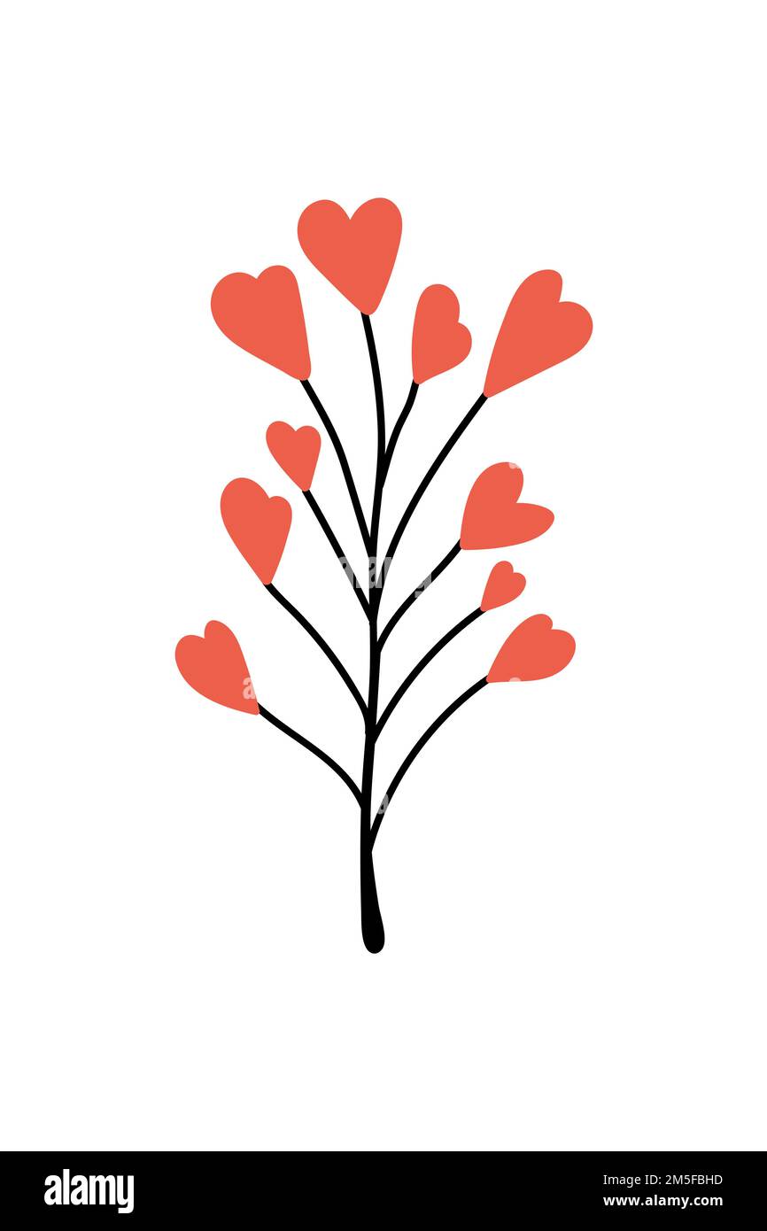 Heart flower vector branch illustration Stock Vector Image & Art - Alamy