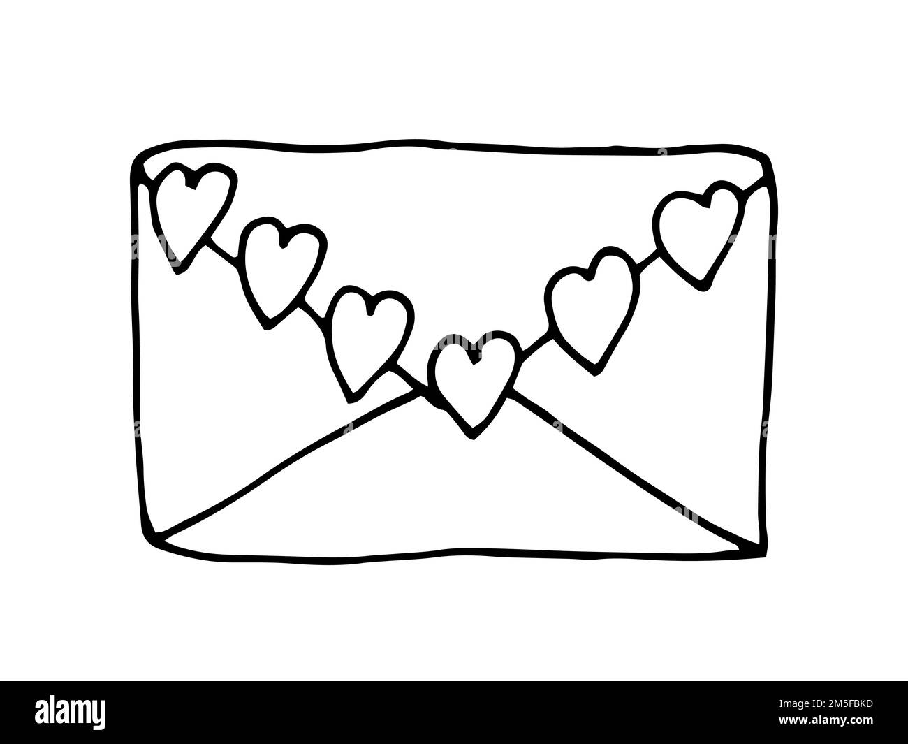 Vector envelope with hearts in doodle style Stock Vector Image & Art ...
