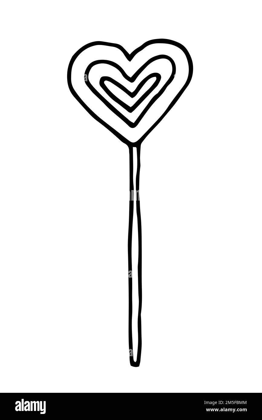 Lollipop heart on stick black Stock Vector Images - Alamy
