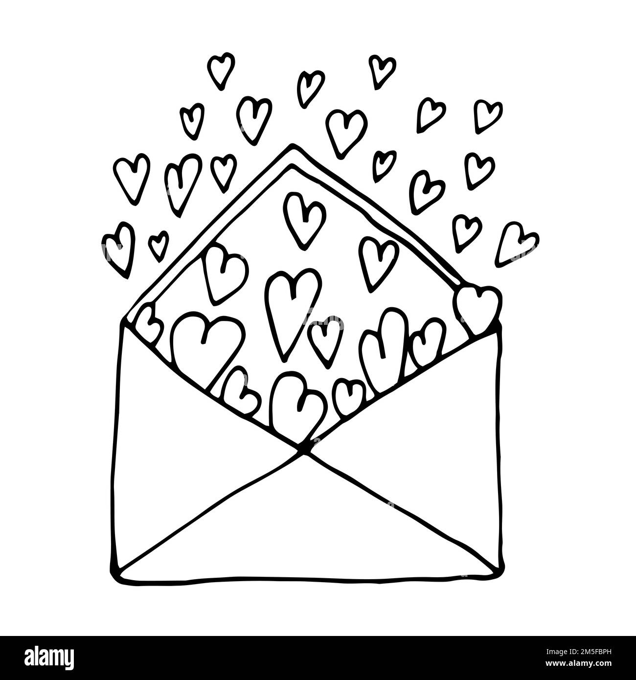Vector envelope with hearts in doodle style Stock Vector Image & Art ...