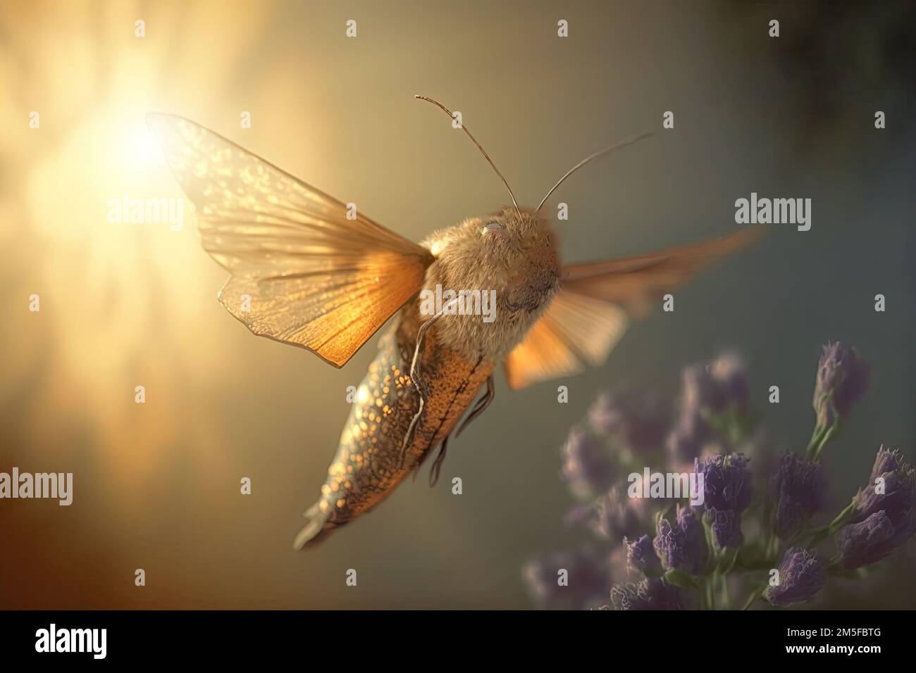 Macroglossum stellatarum at sunset, hummingbird hawk-moth. Moth species ...