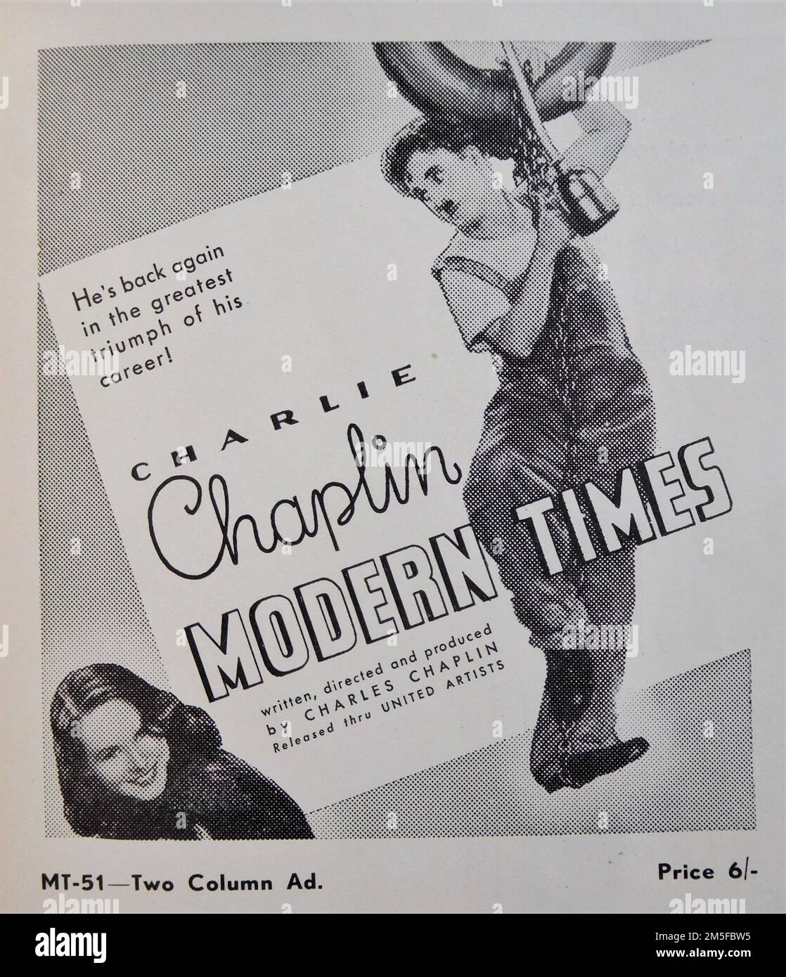 PAULETTE GODDARD as a Gamin and CHARLIE CHAPLIN as The Tramp in MODERN ...