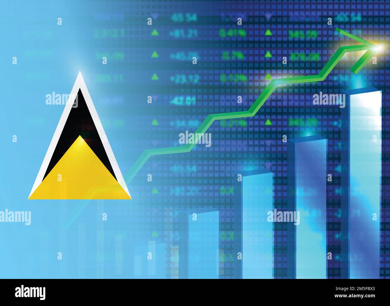 Economic growth concept in Saint Lucia.Saint Lucia's stock market.Saint ...