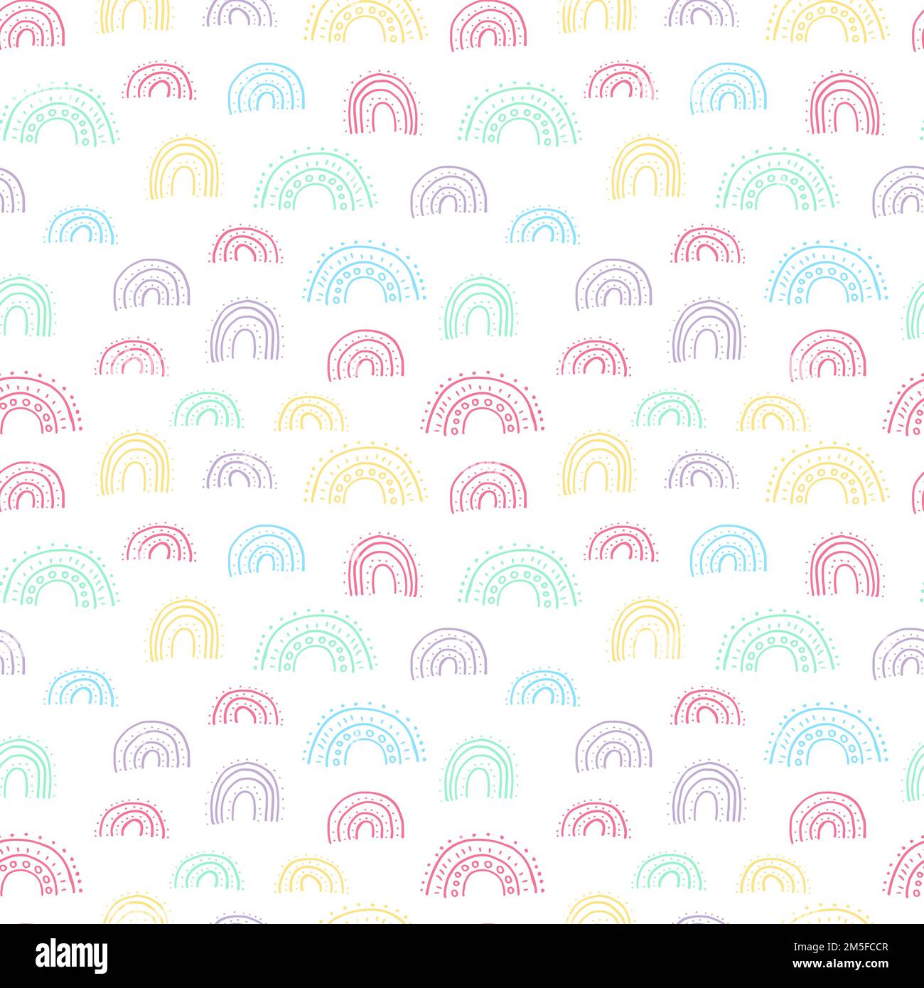 Cute doodle seamless pattern with rainbows Stock Vector Image & Art - Alamy