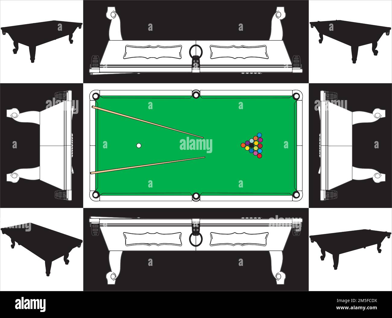 Billiards Snooker Table Perspective Vector. Illustration On White Background. A vector ...