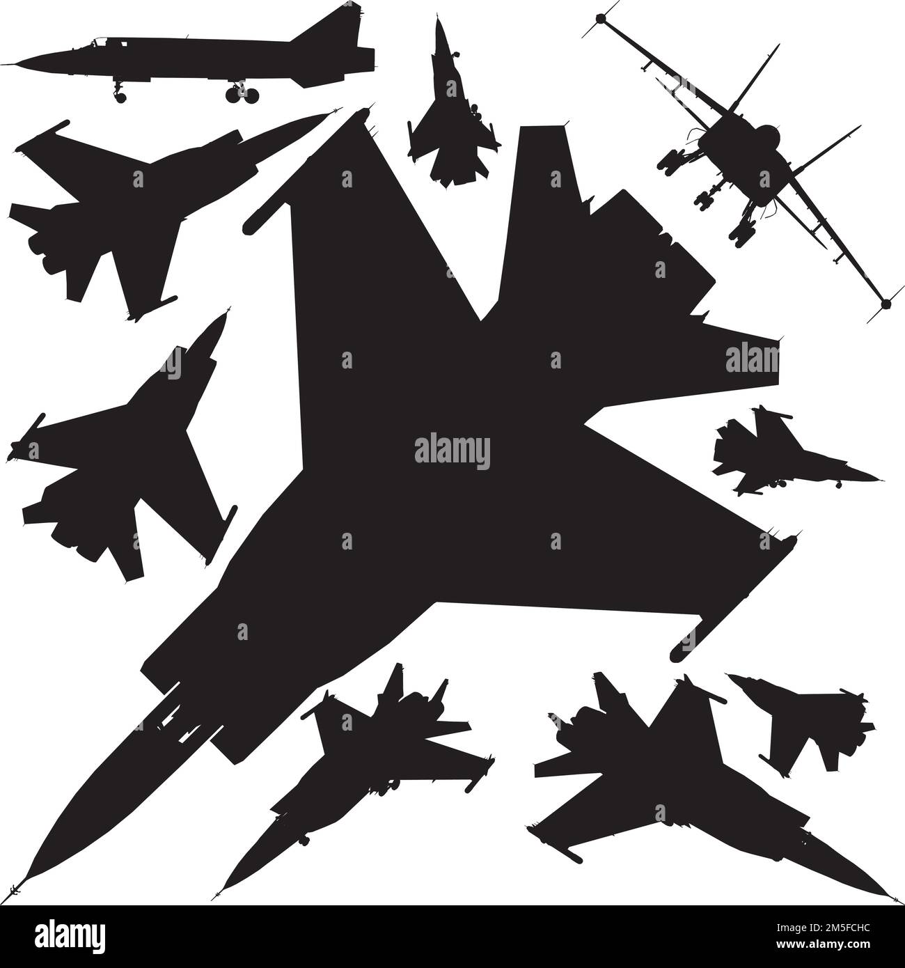 High Detail Military Airplanes Base And Face Vector. Illustration On ...