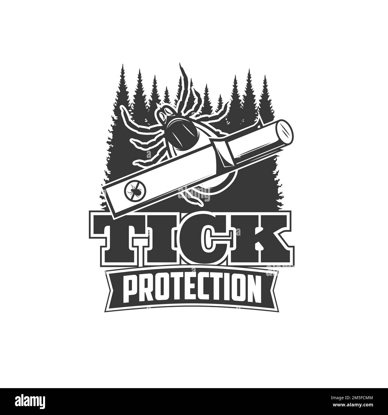 Tick protection icon, insect bugs or mites and forest parasites, vector ...