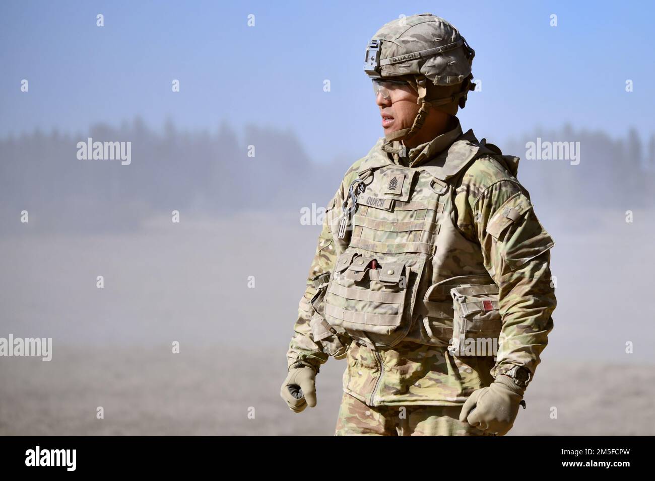 U.S. Army First Sgt. Tony Quach with 1st Battalion, 6th Field Artillery ...