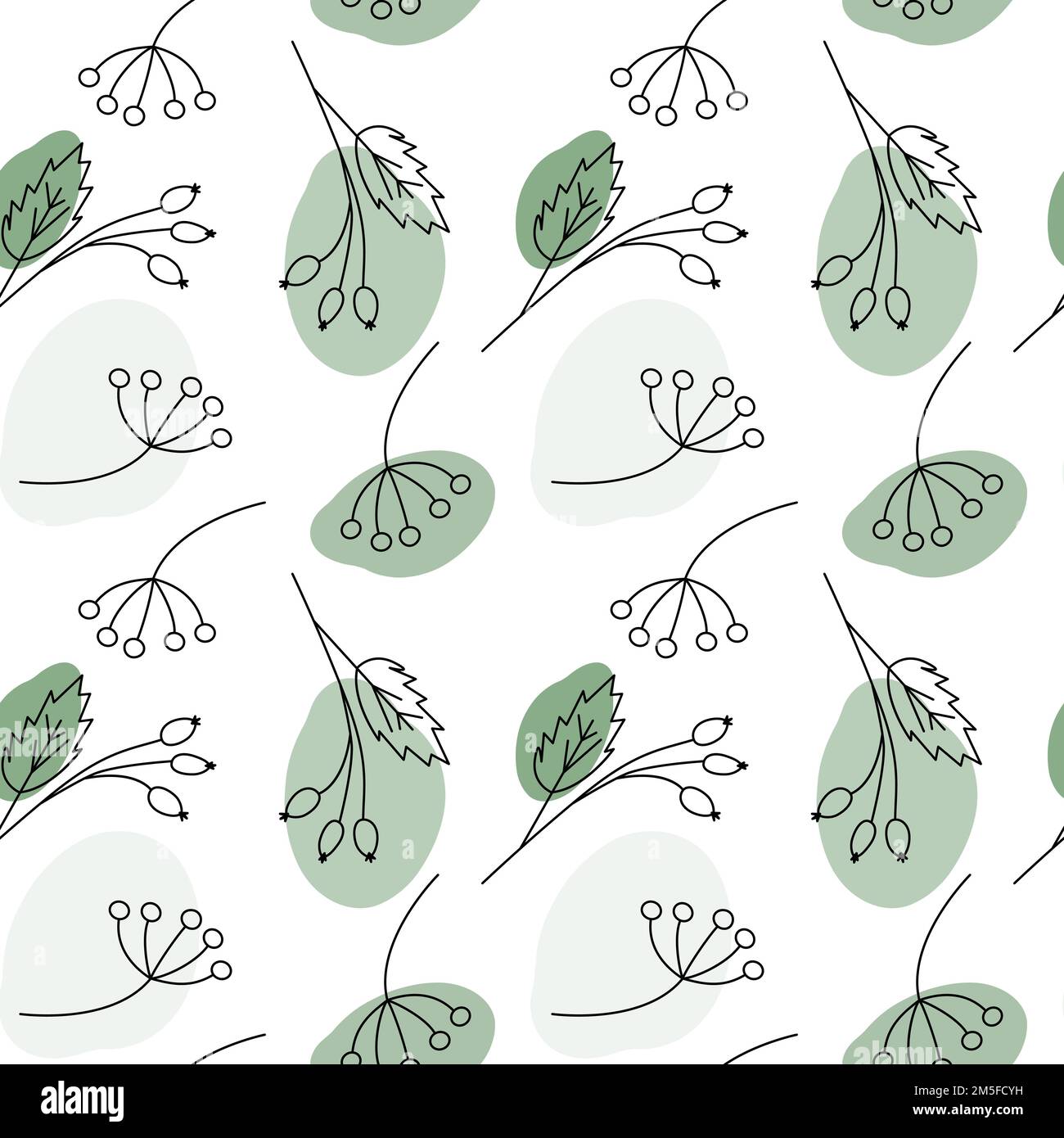 Contour Endless pattern from branches with spots in trendy pale marker ...