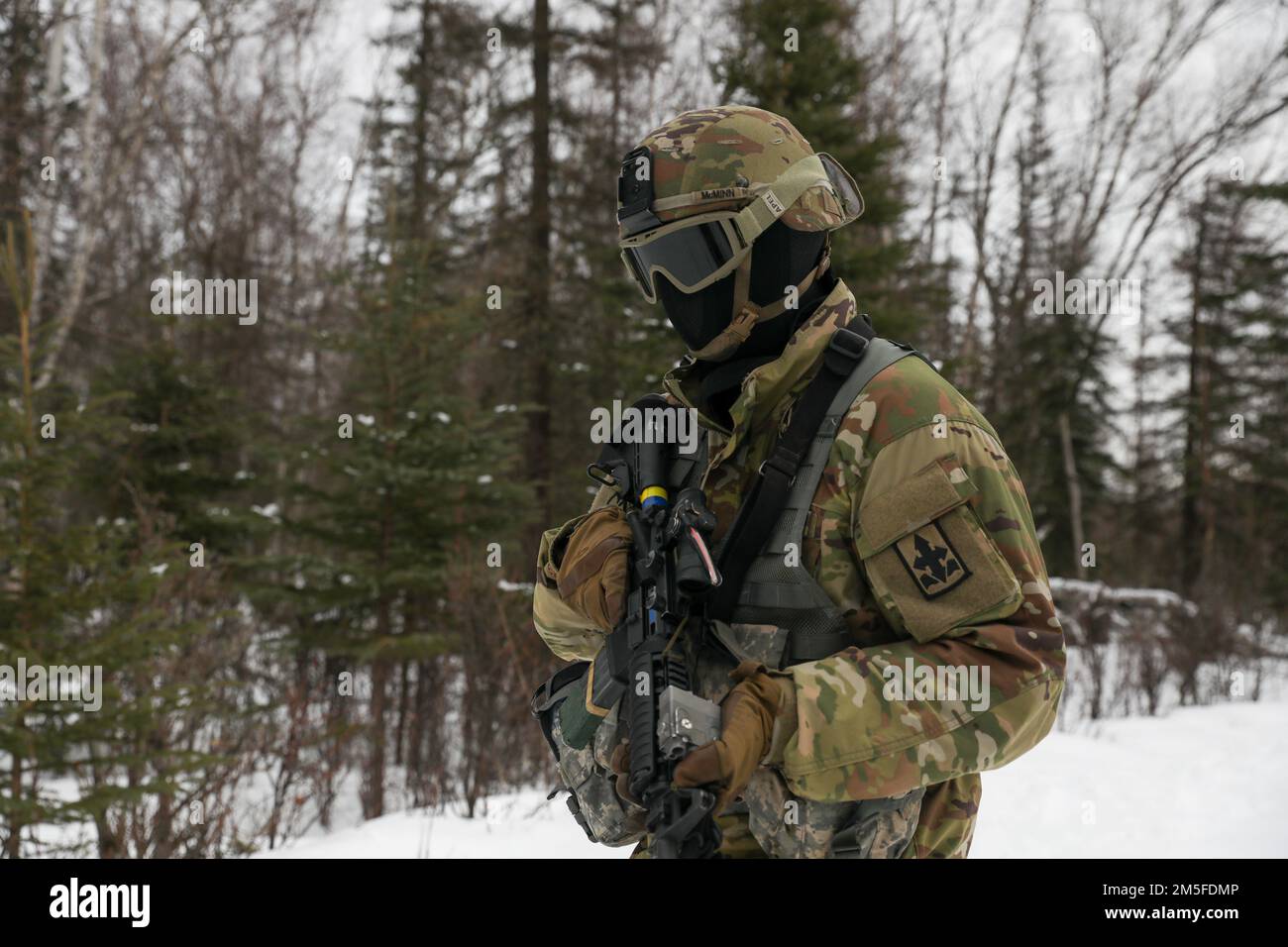 Alaska Army National Guard Spc. David McMinn with Avalanche Company, 1 ...