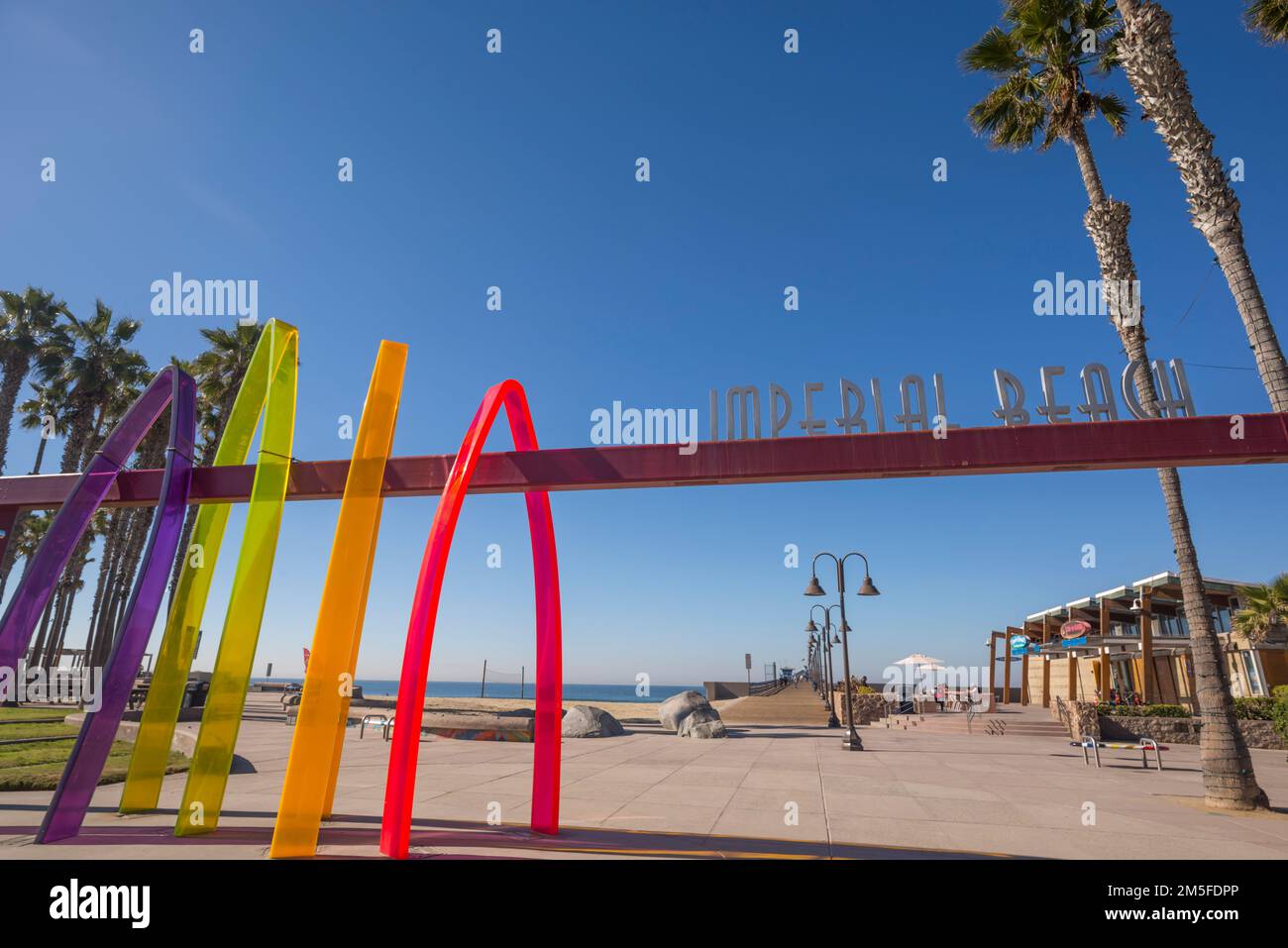 The Imperial Beach Plaza sign and the artwork called Surfhenge ...