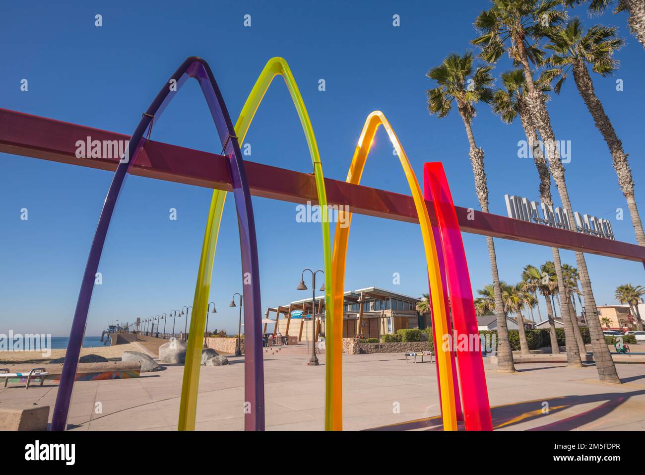 The Imperial Beach Plaza sign and the artwork called Surfhenge ...