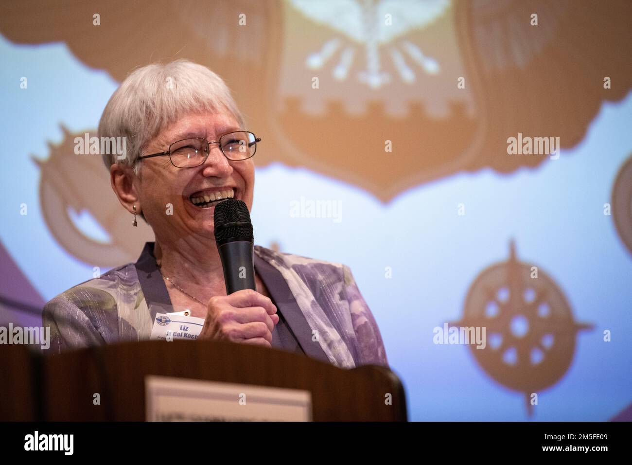Lt. Col. (Ret.) Elizabeth Koch speaks during the Undergraduate Combat ...