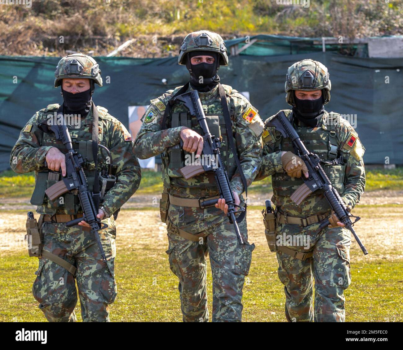 Albanian Special Forces soldiers exhibit their rifle marksmanship ...