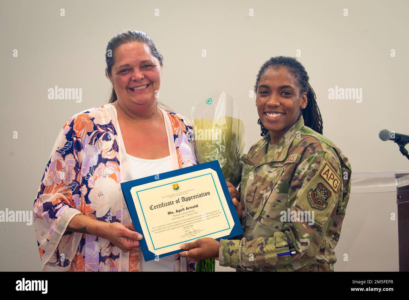 April Arnold (left), an intake specialist for Created Tampa, and U.S ...