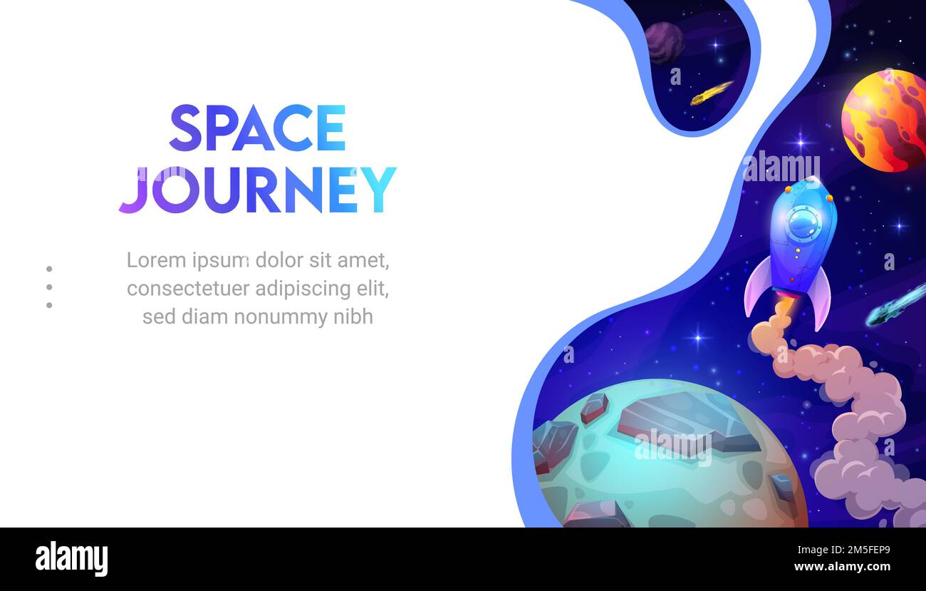 Space landing page. Space journey. Paper cut galaxy landscape on ...
