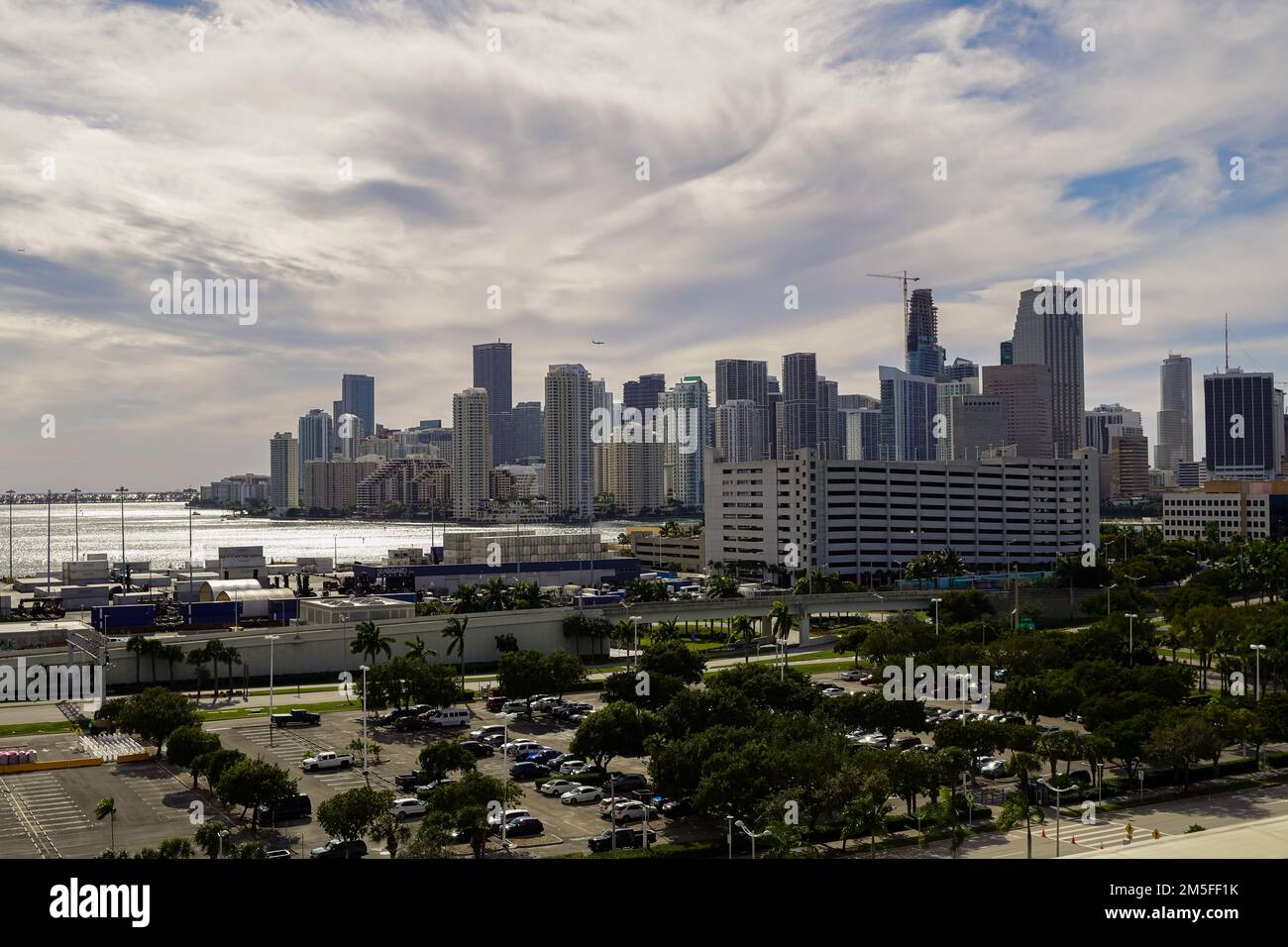 Beautiful view of the Miami Beach port, suburbs and yachts on the ...