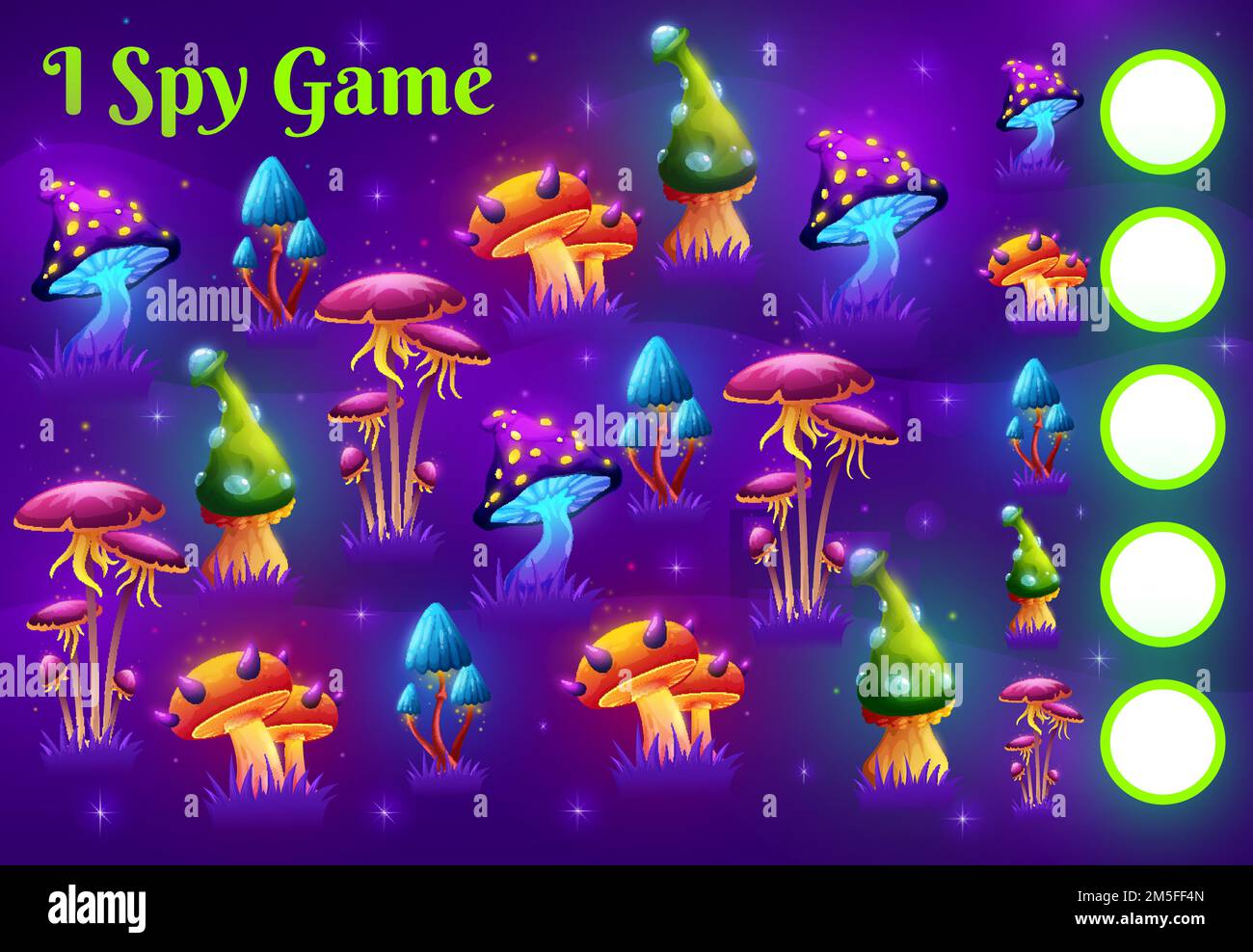 I spy game worksheet magic mushroom on fairy meadow. Child counting ...