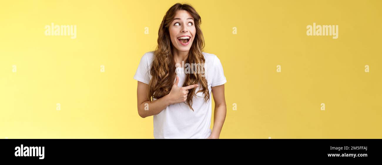 Funny amused cute girlfriend enjoy awesome party having wonderful time ...