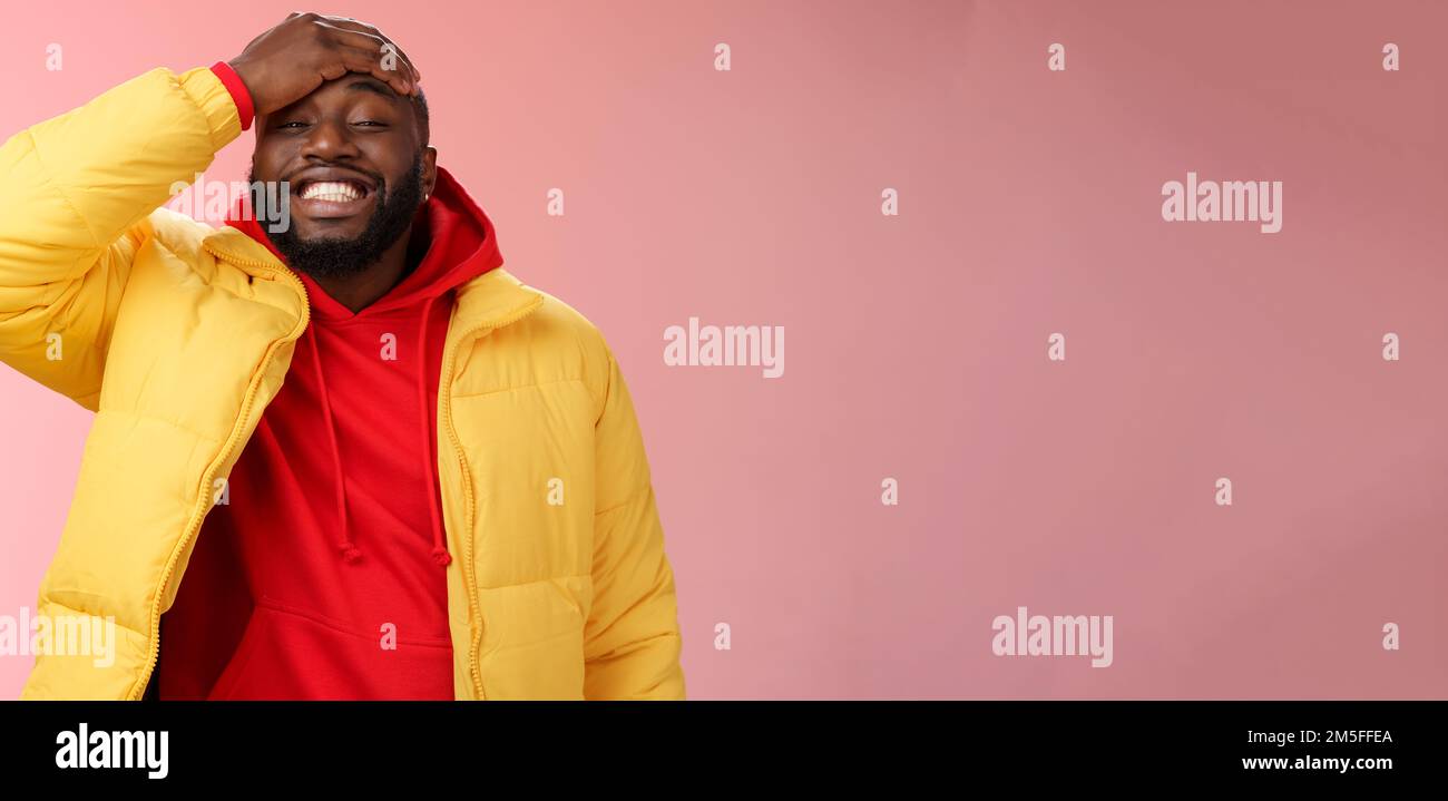 Charming cute black bearded 25s guy forget something stupid silly ...