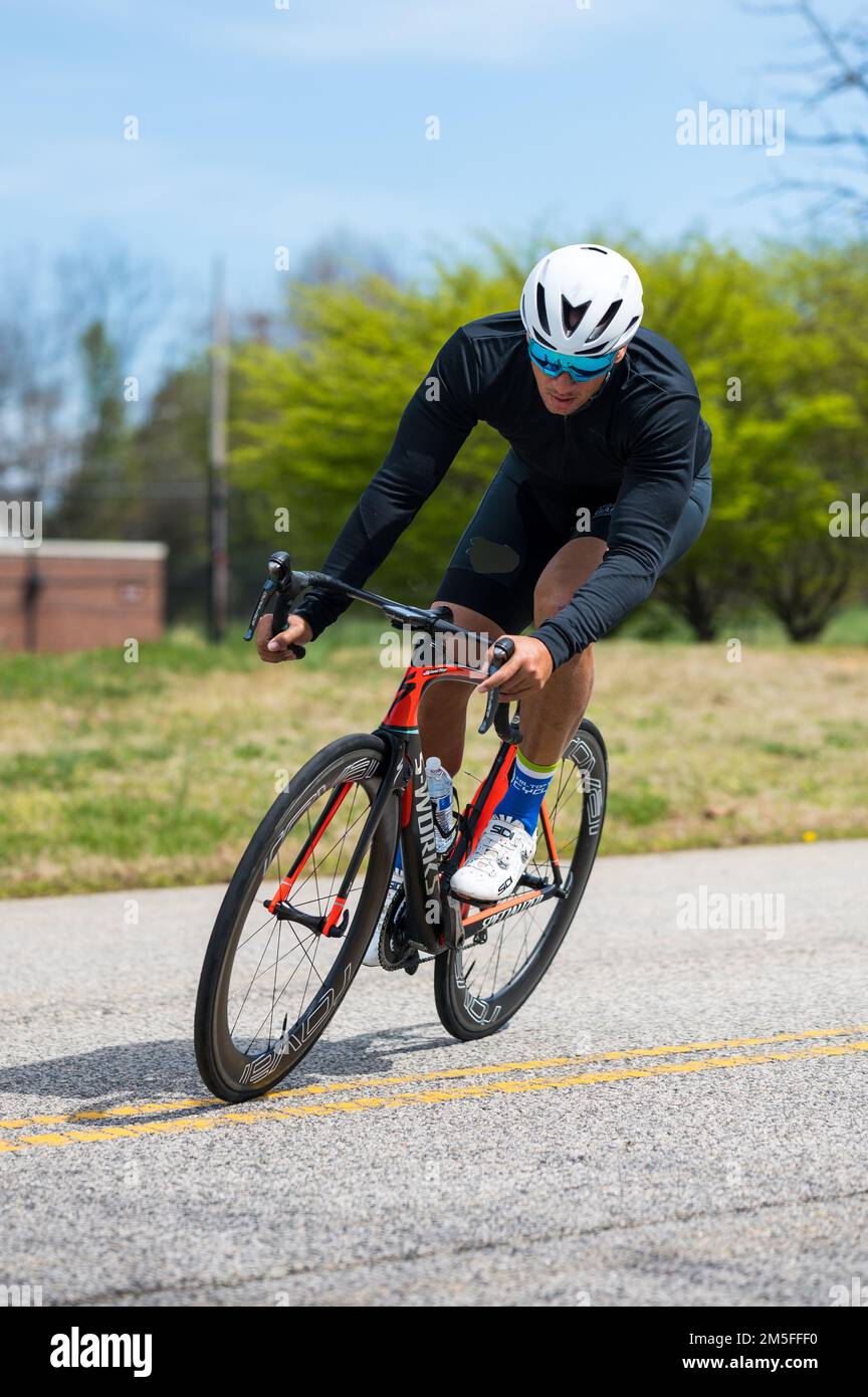 Retired U.S. Army Master Sgt. Earl Ohlinger rides a bike during a ...