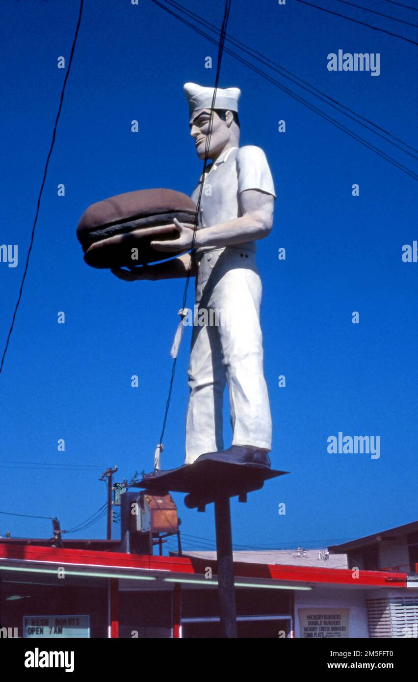 Burger Giant advertising figure over burger stand on PCH in Malibu, CA ...