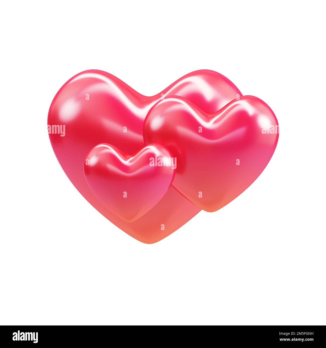 Red glossy heart shape isolated on white background. 3d rendering Stock ...