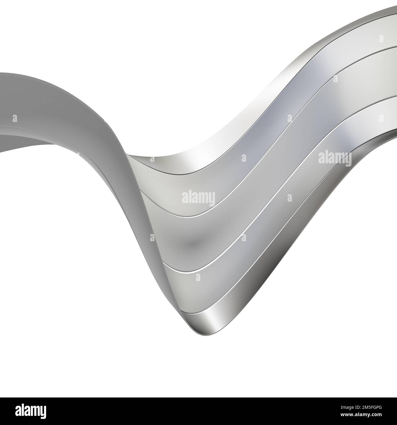 Silver wave ribbon isolated on white background. 3d rendering Stock ...