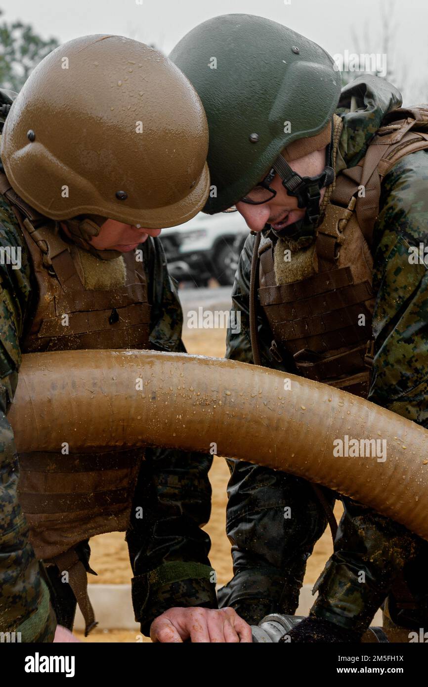 Cpl. Steven Santoyo (left) and Pfc. Khalil Wakeem, bulk fuel ...