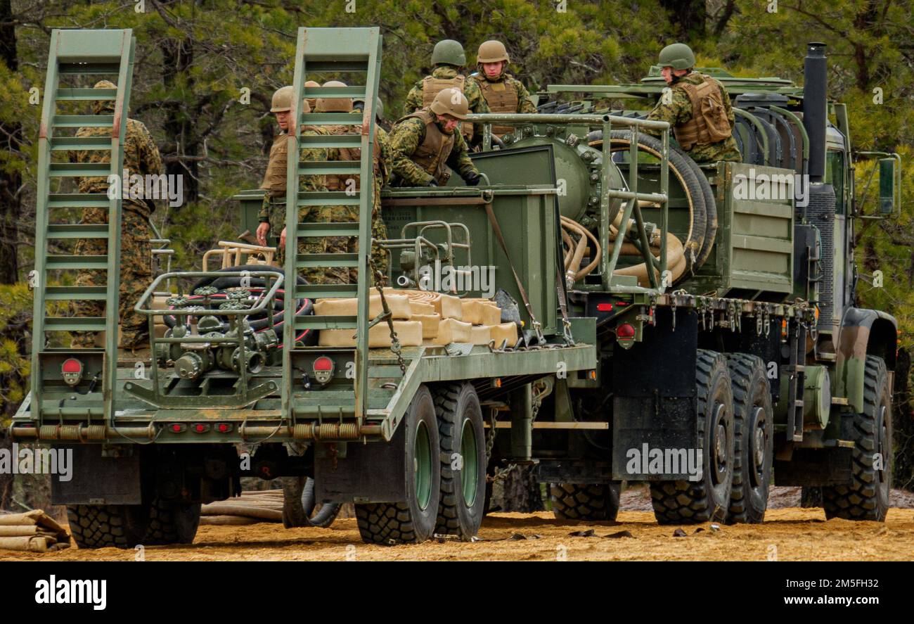 U.S. Marines with 6th Engineer Support Battalion Bulk Fuel Company B ...