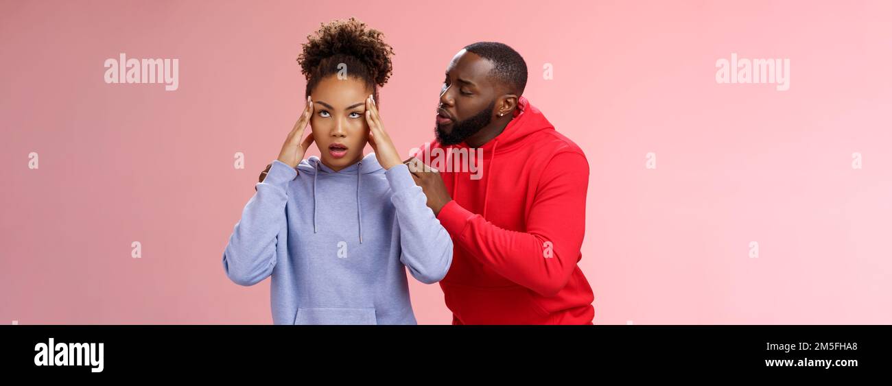 Man apologizing girlfriend behind back touching shoulder comforting ...