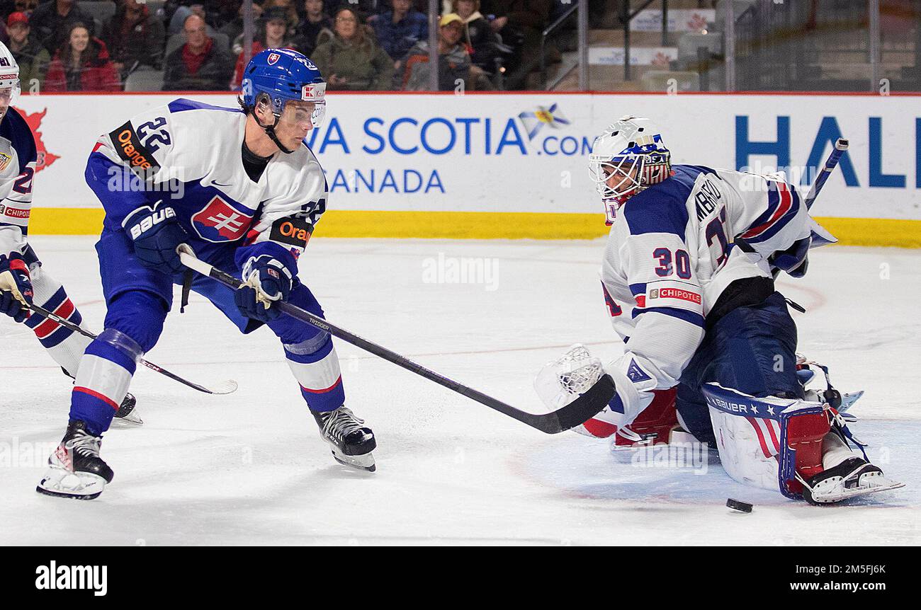 December 28, 2022, Moncton, NB, Canada: USA's goaltender Kaidan Mbereko ...