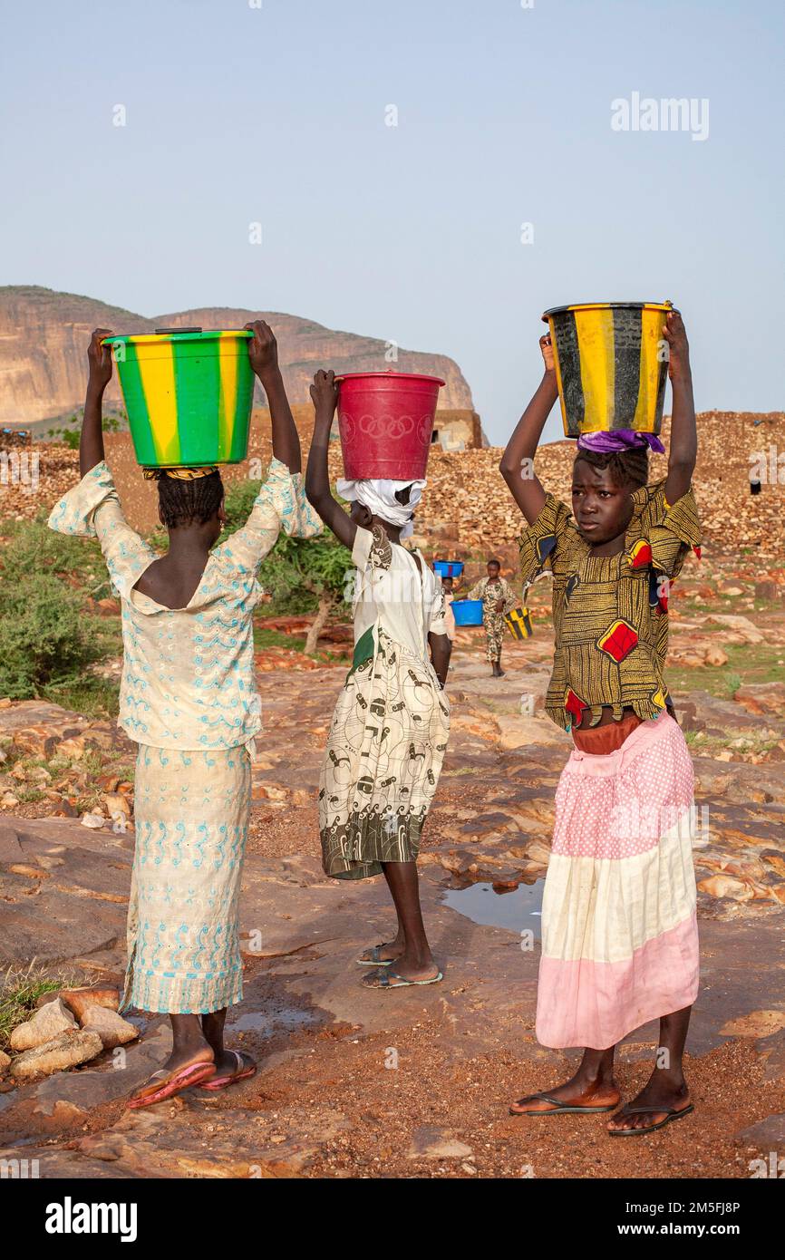 African People Carrying Water