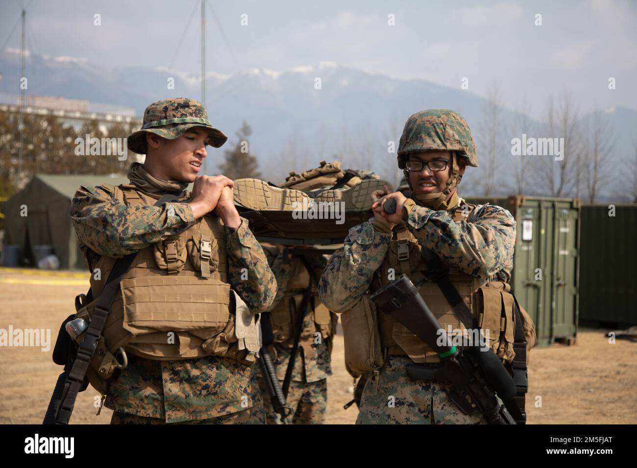 U.S. Marine Corps Lance Cpl. David Laymance (left) and Lance Cpl. Bryan ...