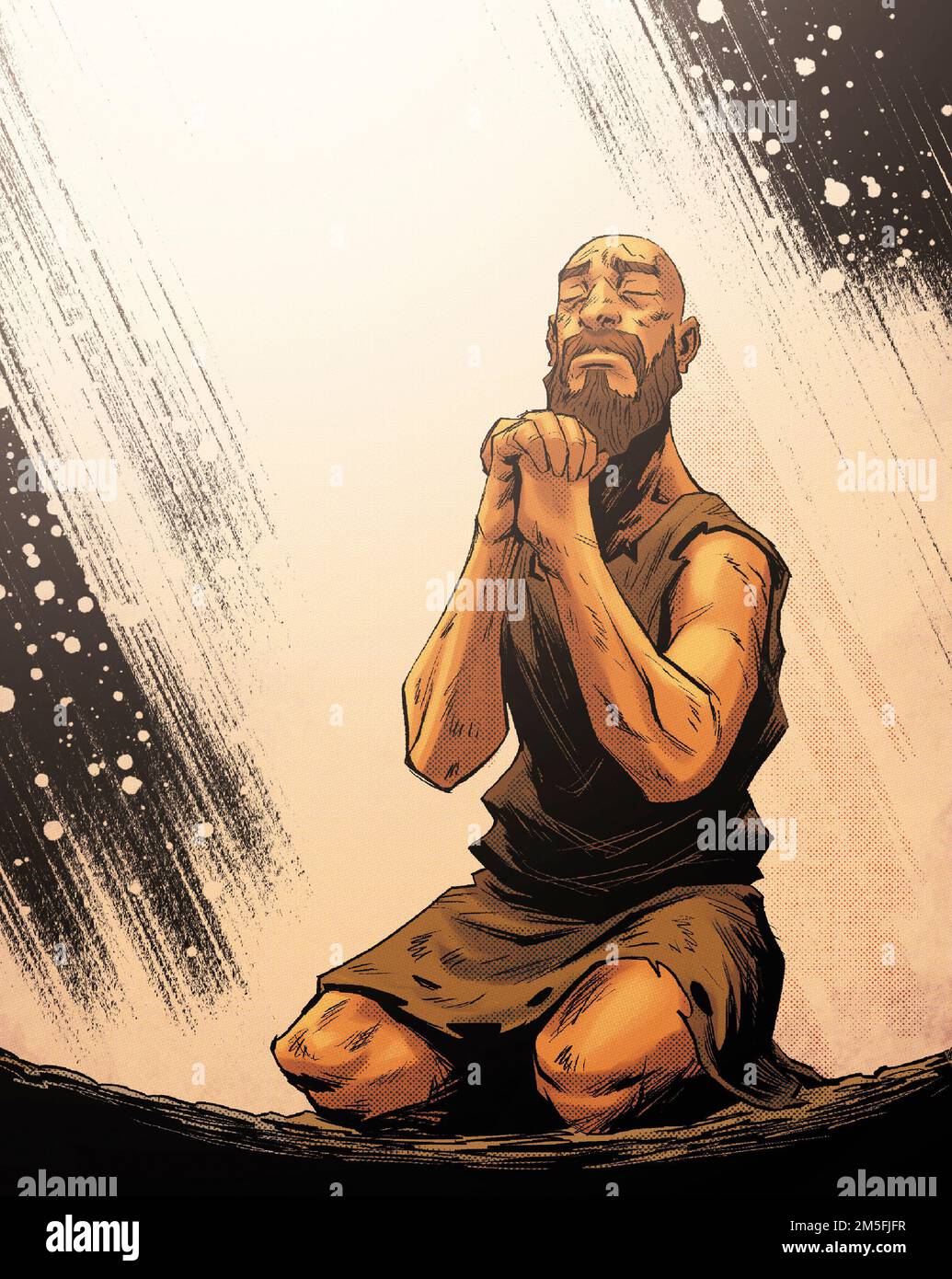 poor man praying to god, job kneeling asking the lord for help ...