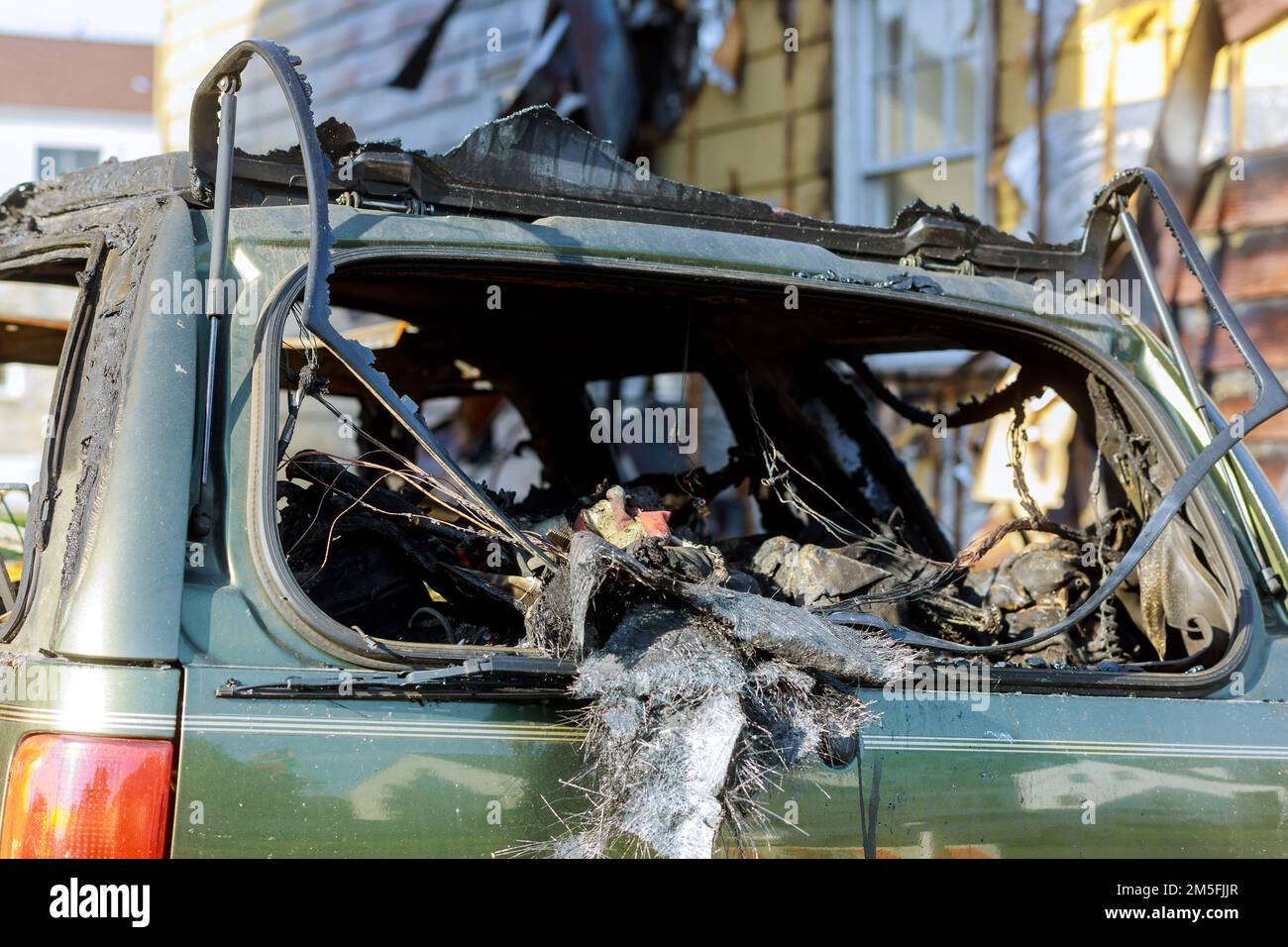 After fire in car was brought under control car was destroyed by fire ...