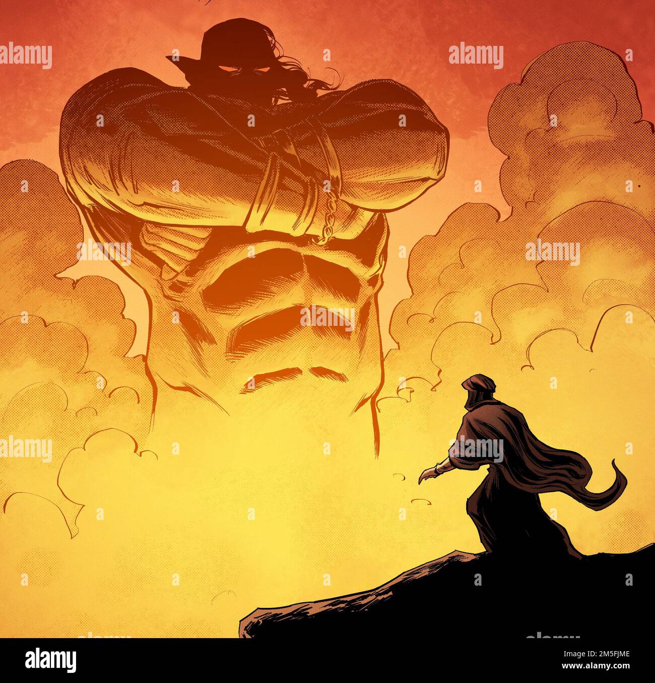 powerful genie in smoke, genie coming out of the lamp, demon of islan ...