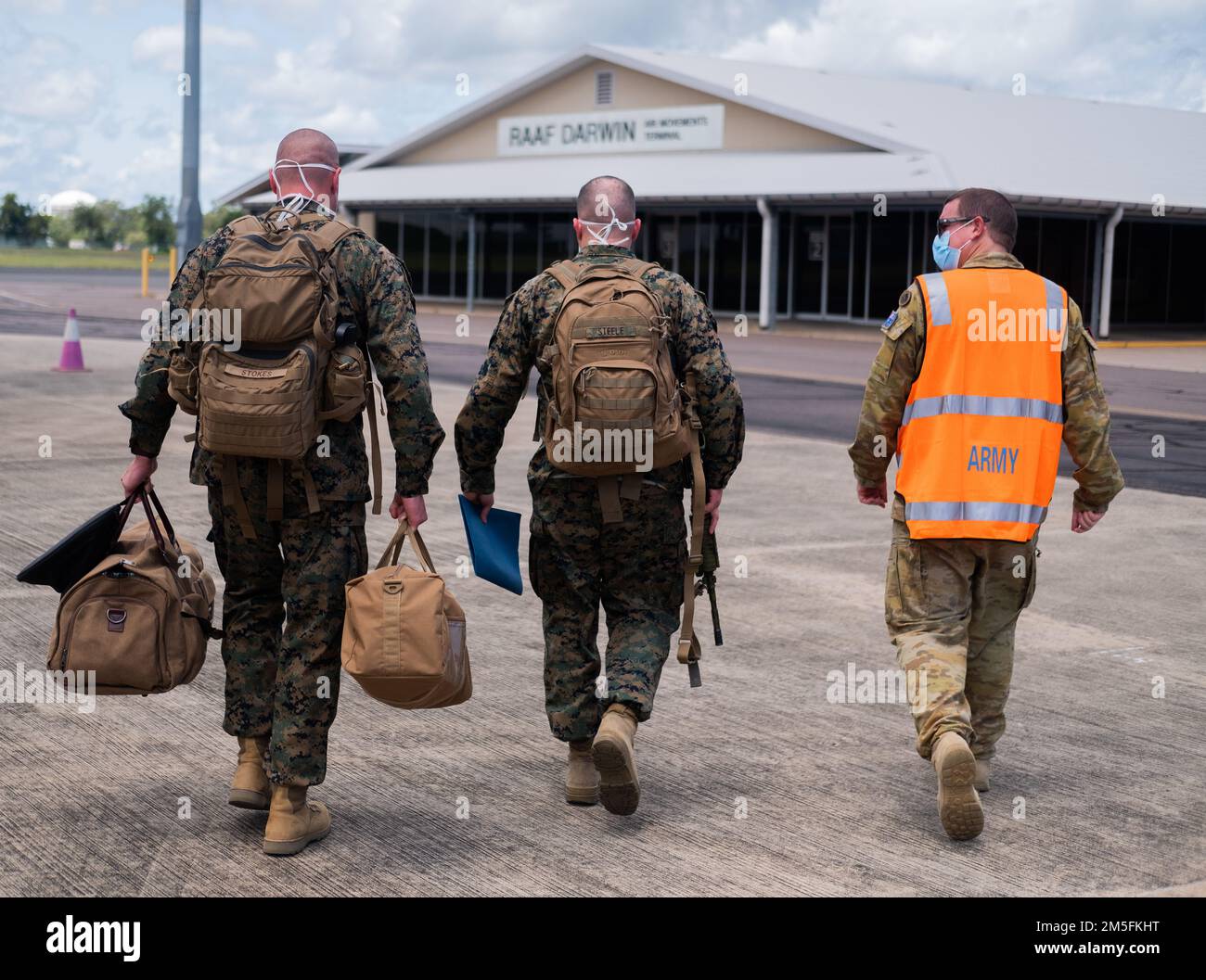 U.S. Marine Corps Sgt. Major Justin Stokes, left, Marine Rotational ...