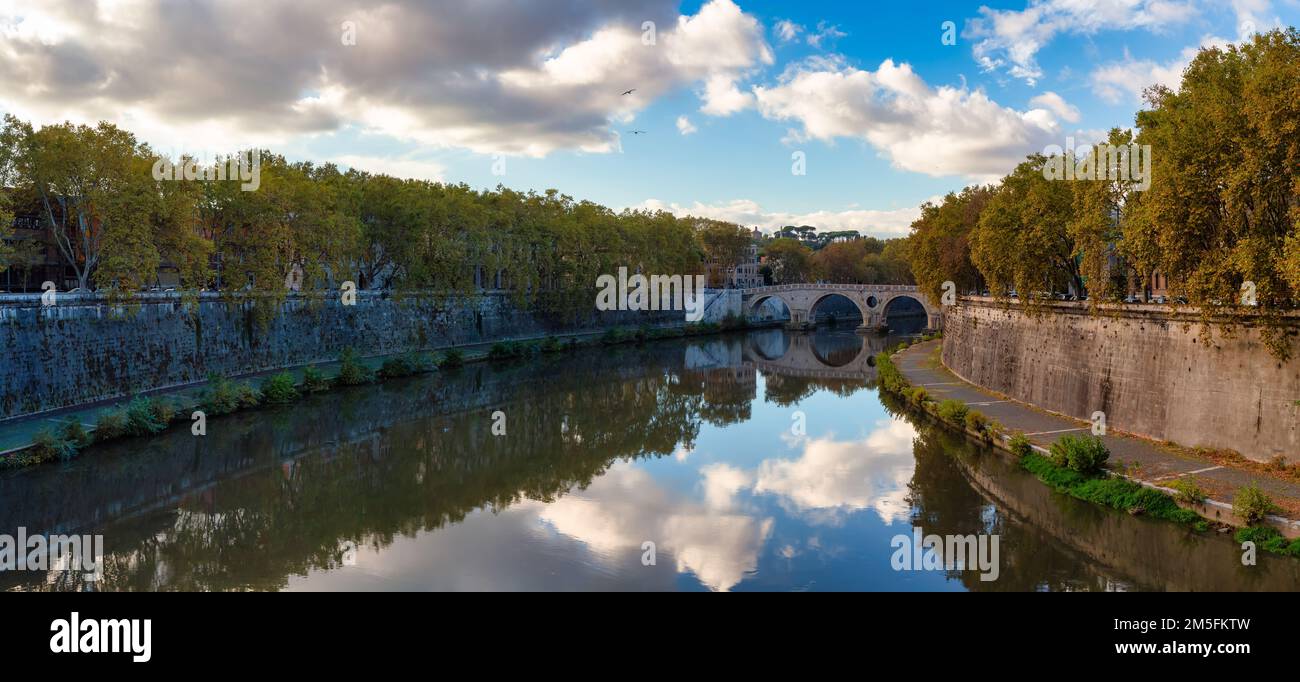 River Tiber and Bridge in a historic City, Rome, Italy Stock Photo - Alamy
