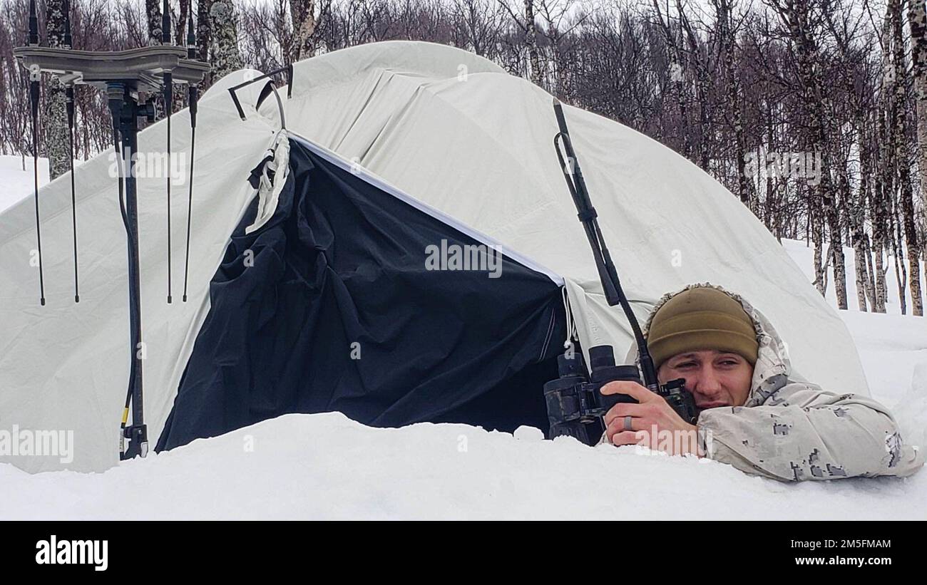 U.S. Marine Corps Cpl. Andrew James conducts electronic warfare ...