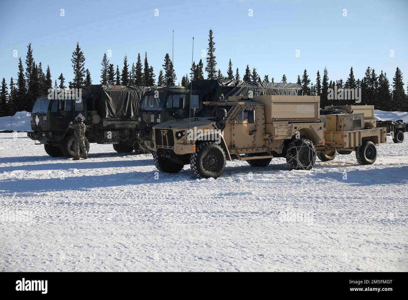 A convoy assigned to 5th Squadron, 1st Cavalry Regiment prepares for ...