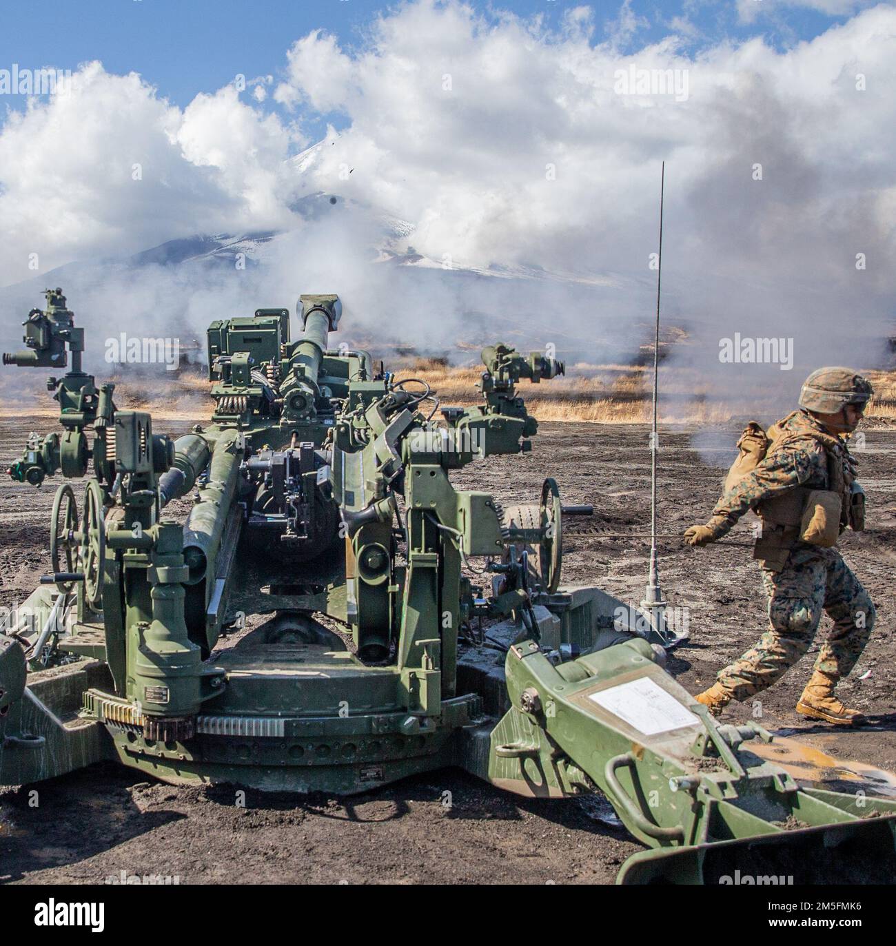 A U.S. Marine with Kilo Battery, Battalion Landing Team 1/5 (BLT 1/5 ...