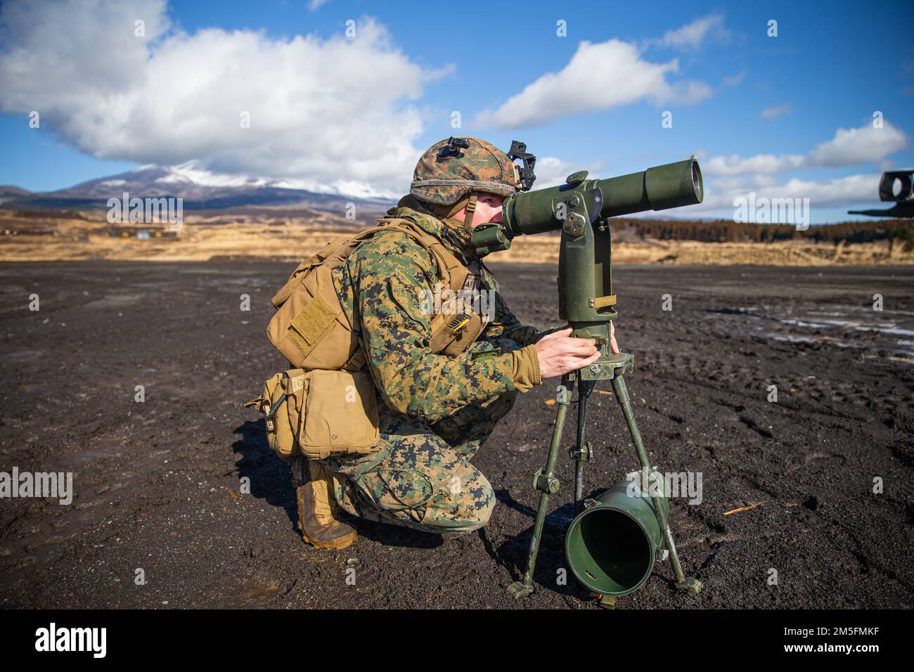 A U.S. Marine with Kilo Battery, Battalion Landing Team 1/5 (BLT 1/5 ...