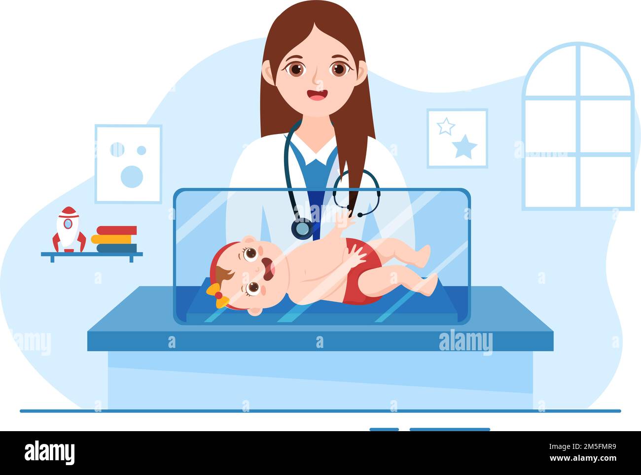 Pediatrician Examines Sick Kids and Baby for Medical Development ...